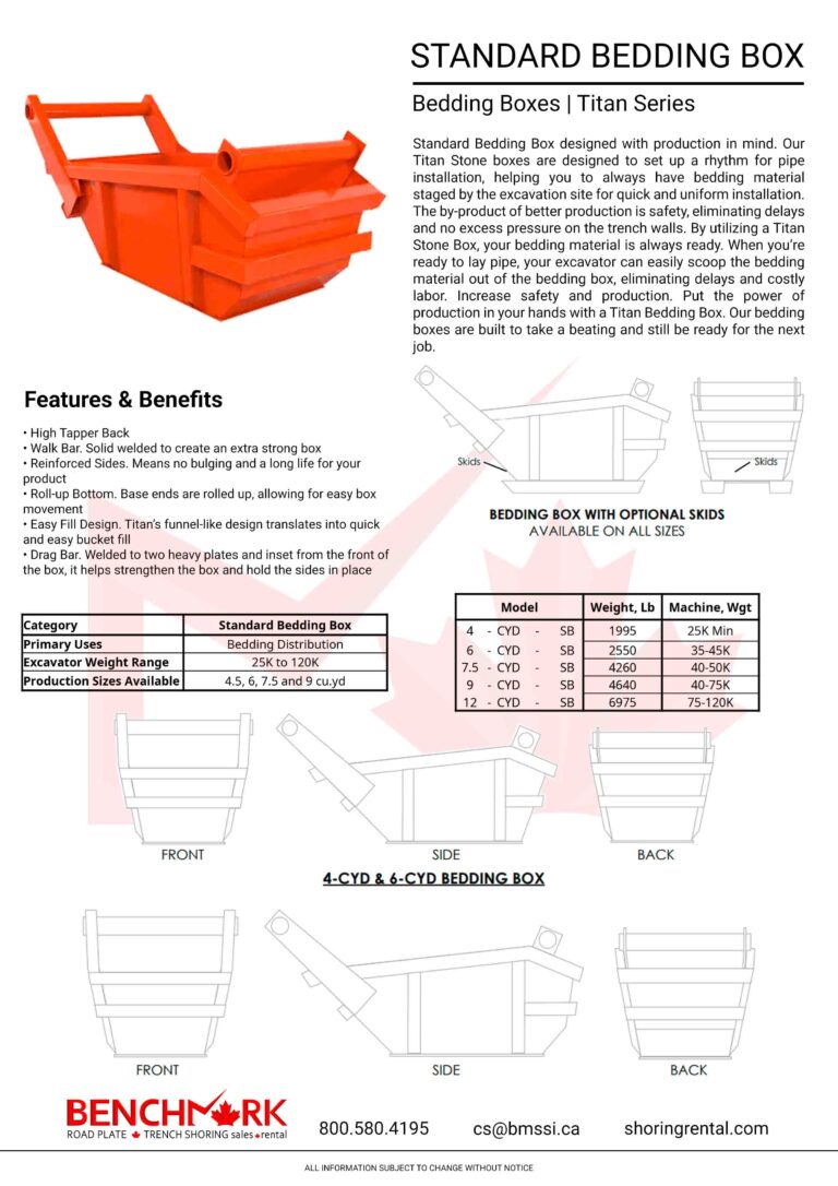 Standard Bedding Box - Shoring Rental